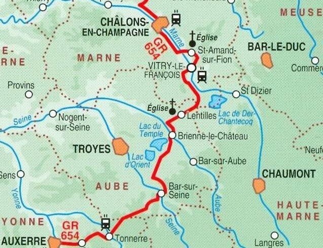 Chemin de Saint Jacques de Compostelle - GR 654 - Brienne-le-Château ...